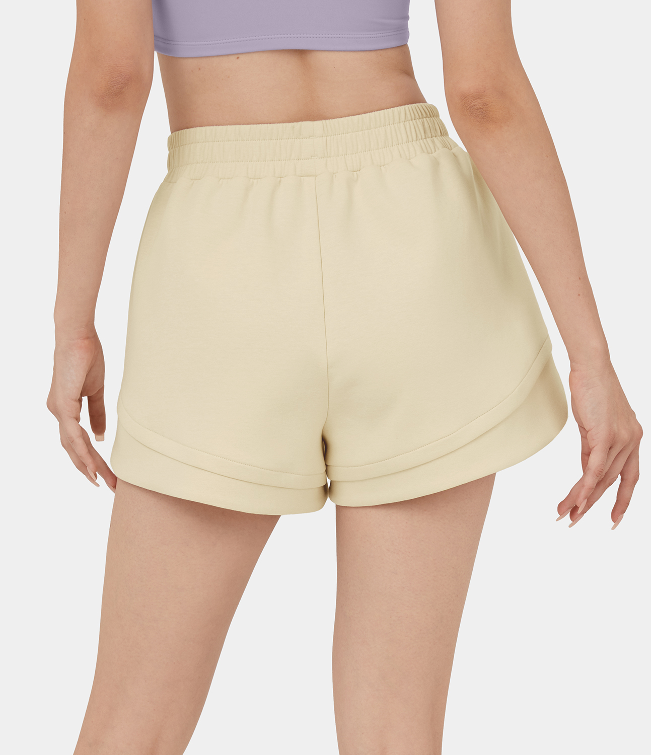 Women's High Waisted Side Pocket Curved Hem Casual Cotton Shorts 3 ...